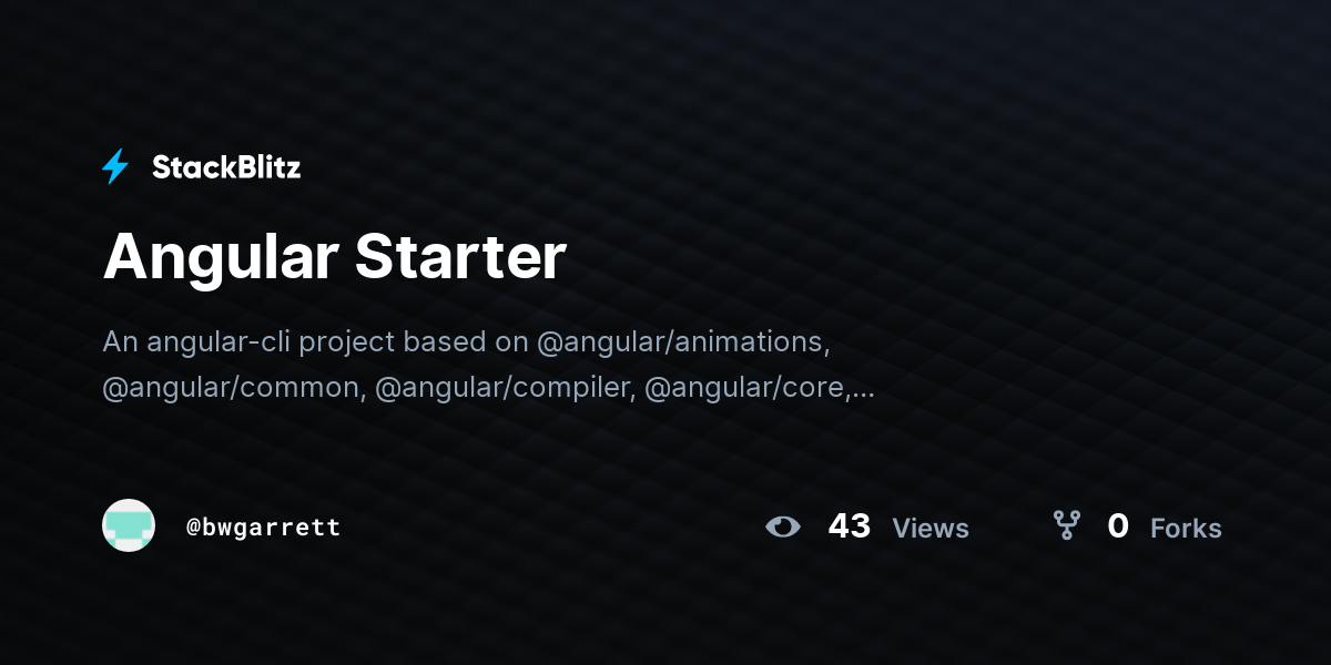 Angular Starter - StackBlitz
