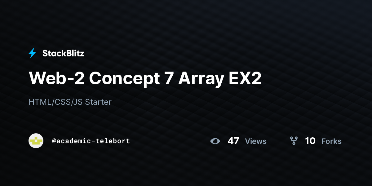 Web-2 Concept 7 Array EX2 - StackBlitz