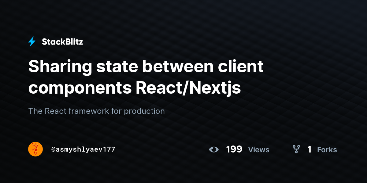 Sharing state between client components React/Nextjs - StackBlitz