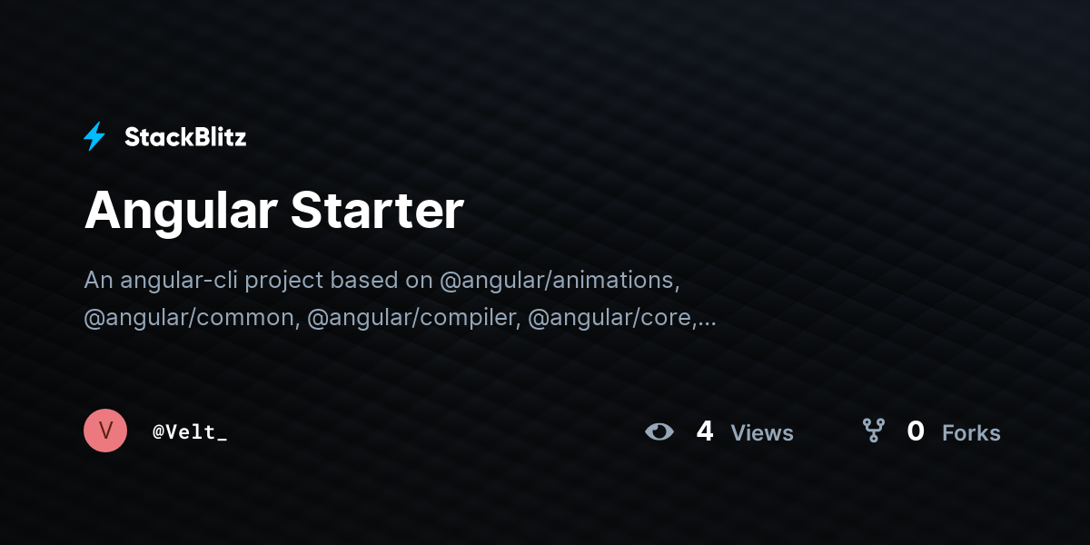 Angular Starter - StackBlitz