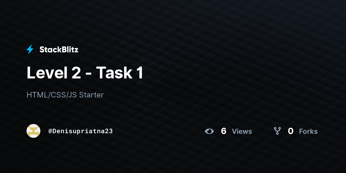 Level 2 - Task 1 - StackBlitz