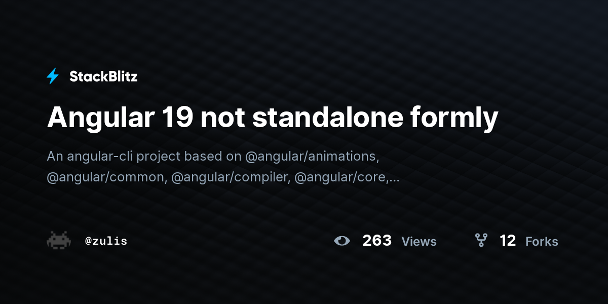 Angular 19 not standalone formly - StackBlitz Angular 19 not standalone formly - StackBlitz