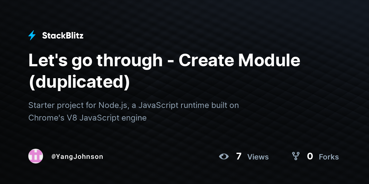 Let's go through - Create Module (duplicated) - StackBlitz