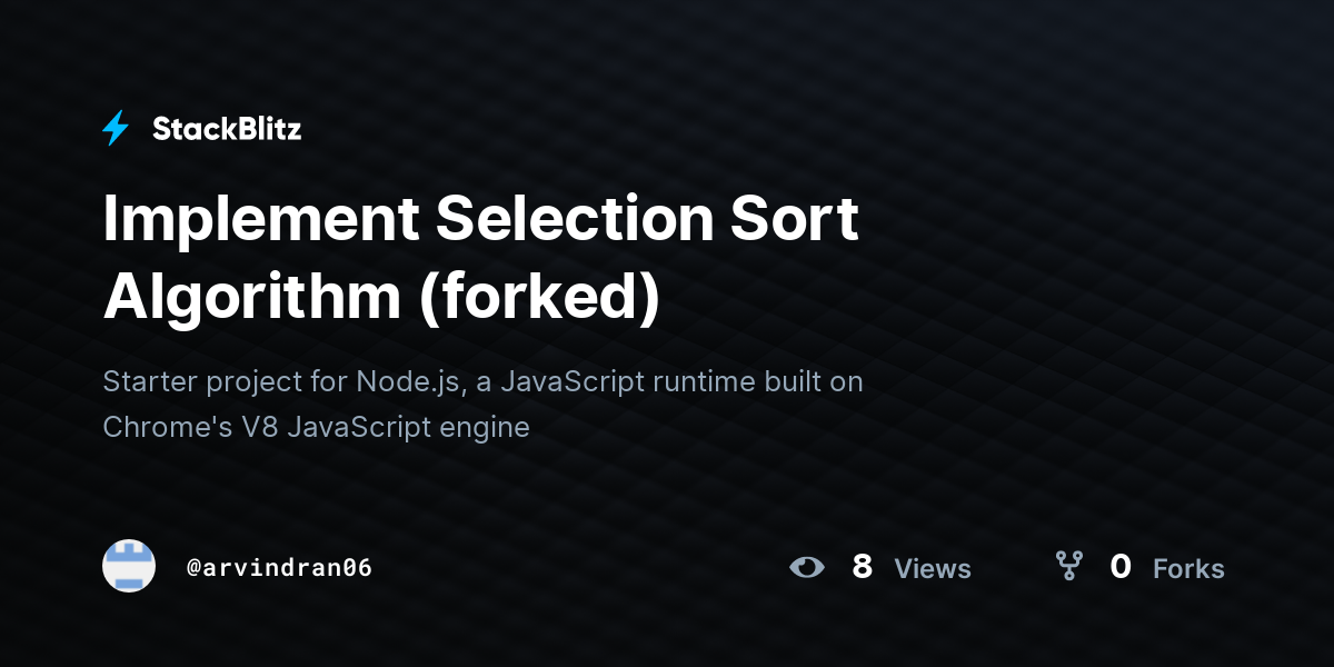 Implement Selection Sort Algorithm (forked) - StackBlitz