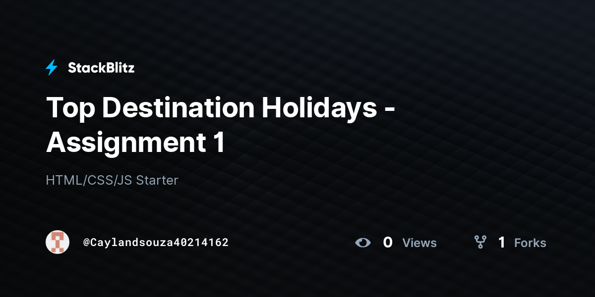 Top Destination Holidays - Assignment 1 - StackBlitz