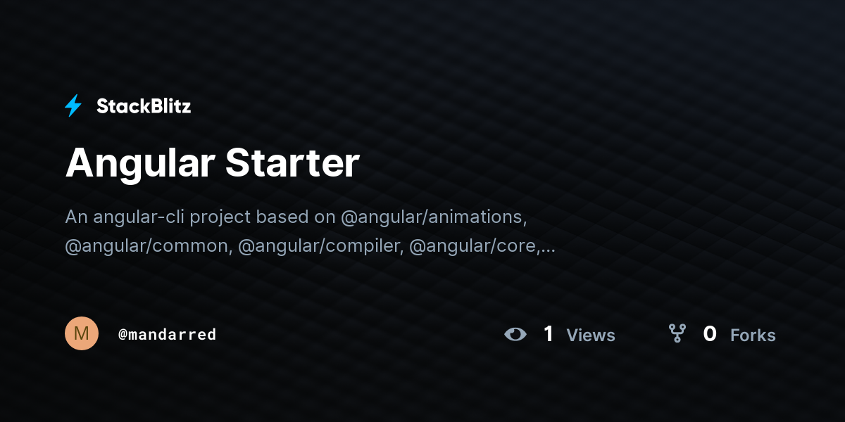 Angular Starter - StackBlitz