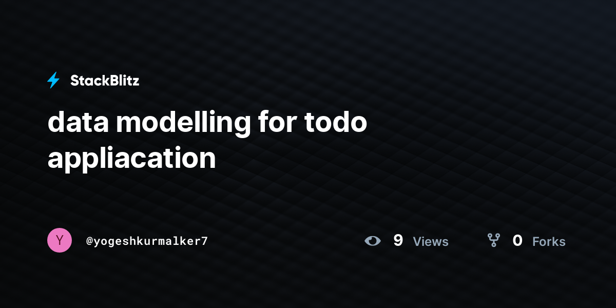 data modelling for todo appliacation - StackBlitz
