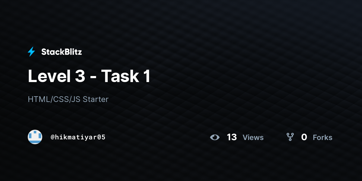 Level 3 - Task 1 - StackBlitz