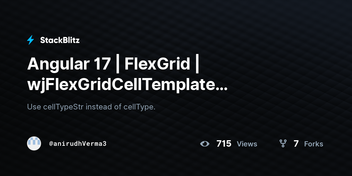 Angular 17 | FlexGrid | wjFlexGridCellTemplate workaround - StackBlitz