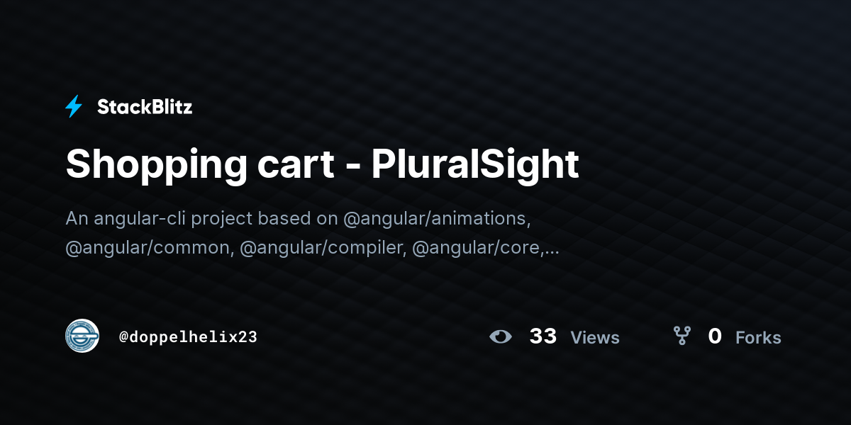 Shopping cart - PluralSight - StackBlitz