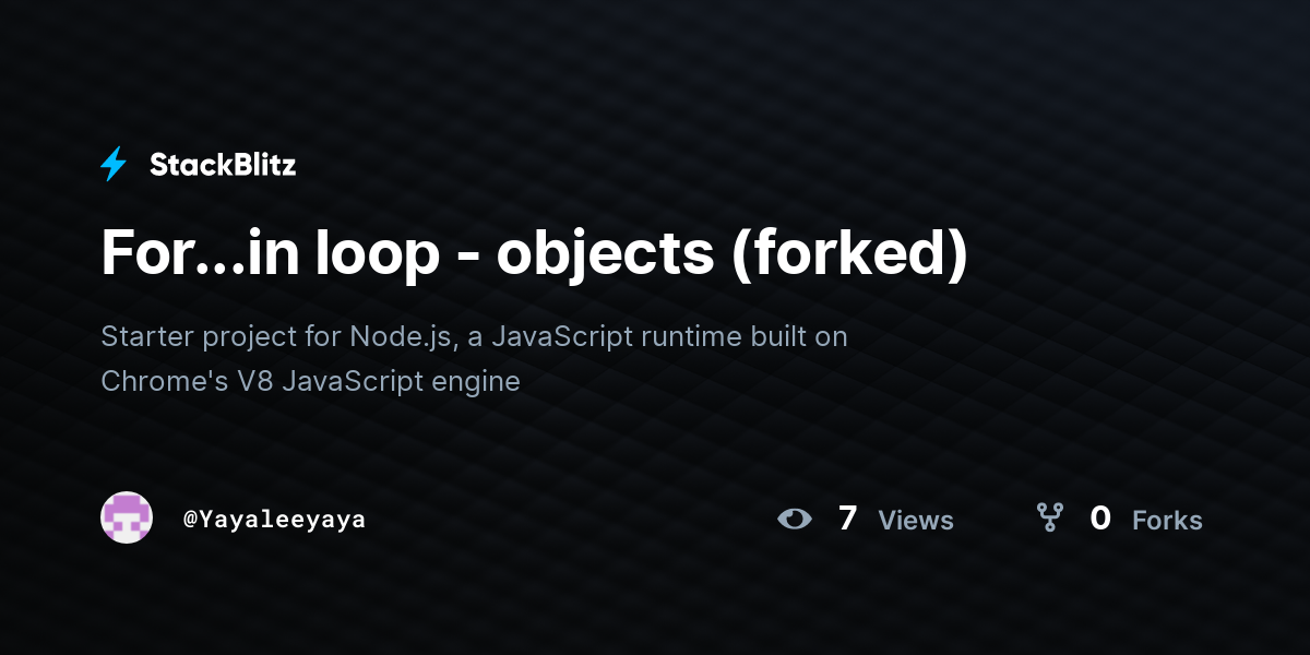 For...in loop - objects (forked) - StackBlitz