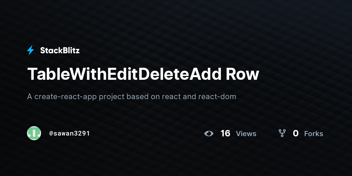 Tablewitheditdeleteadd Row Stackblitz