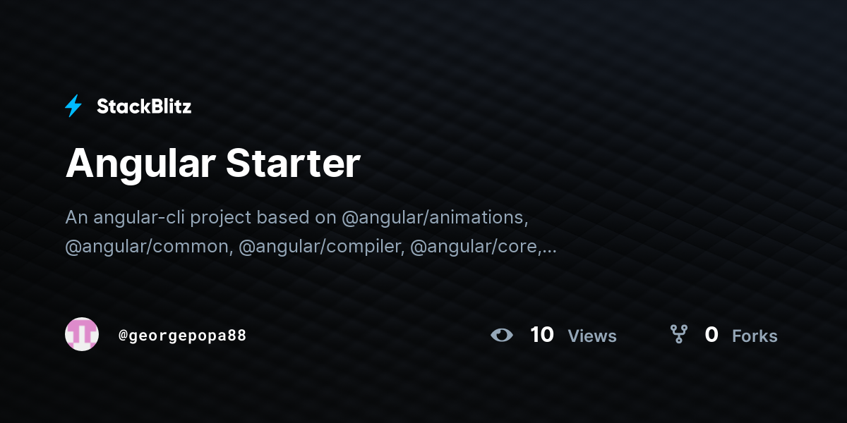 Angular Starter - StackBlitz