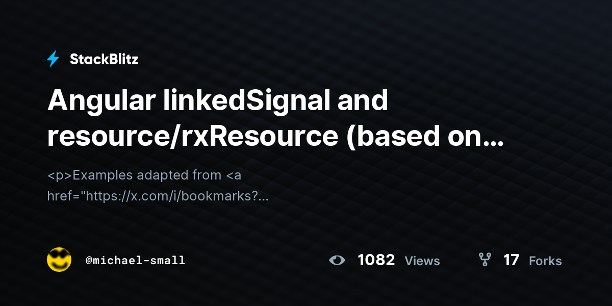 Angular linkedSignal and resource/rxResource (based on Armen Vardanyan example) - StackBlitz