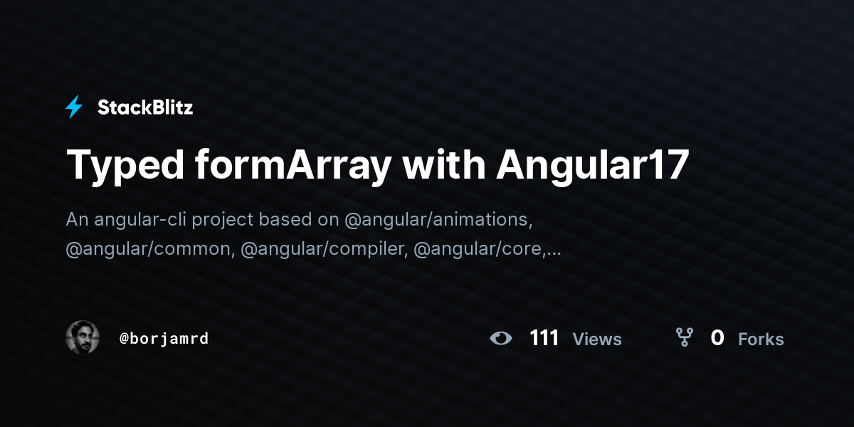 Typed formArray with Angular17 - StackBlitz