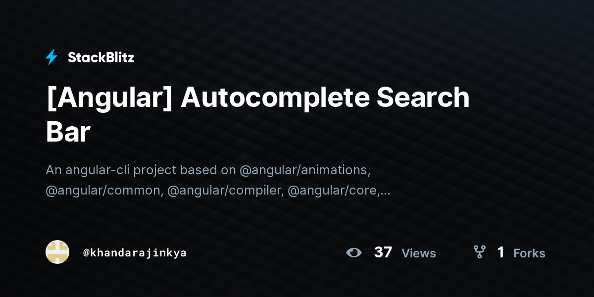 [Angular] Autocomplete Search Bar - StackBlitz