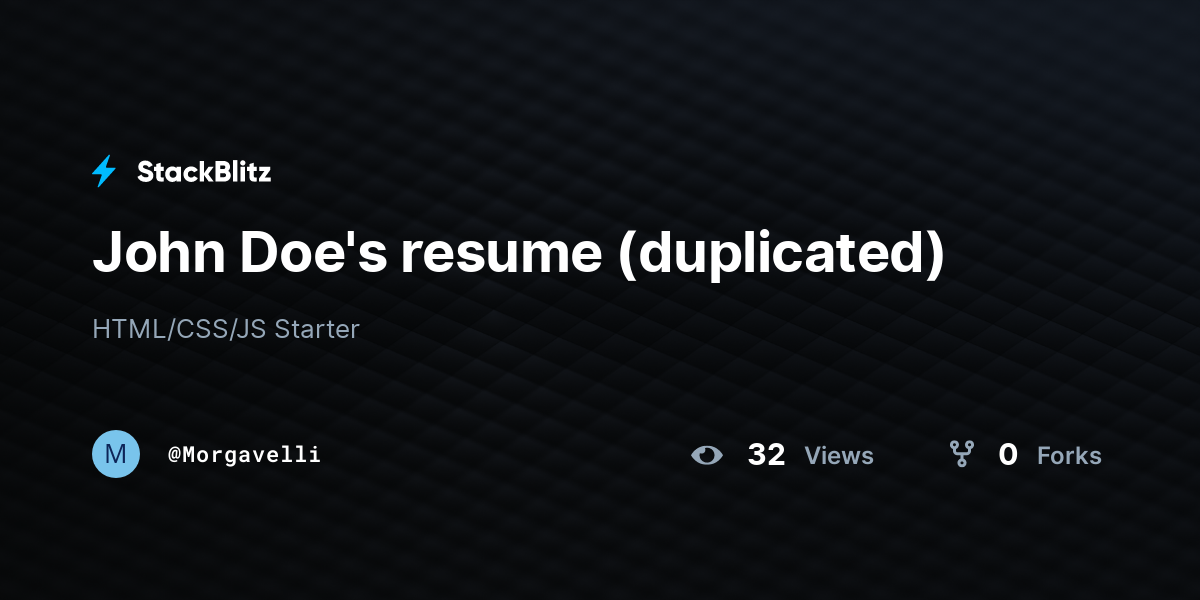John Doe's resume (duplicated) - StackBlitz