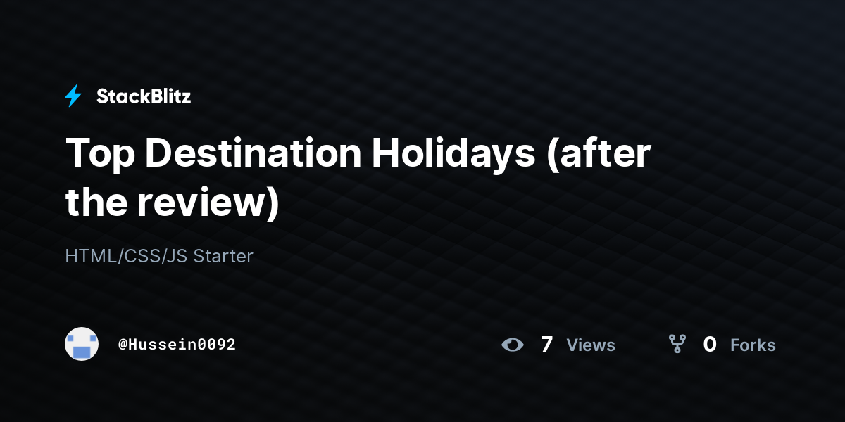 Top Destination Holidays (after the review) - StackBlitz