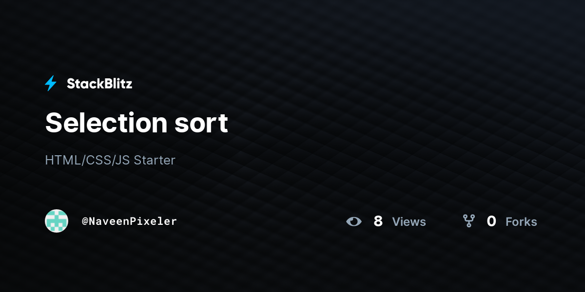 Selection sort - StackBlitz