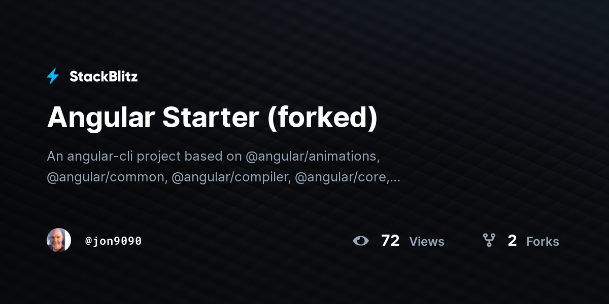 Angular Starter Forked Stackblitz