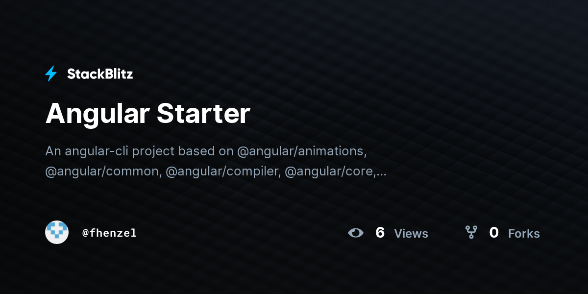 Angular Starter - StackBlitz