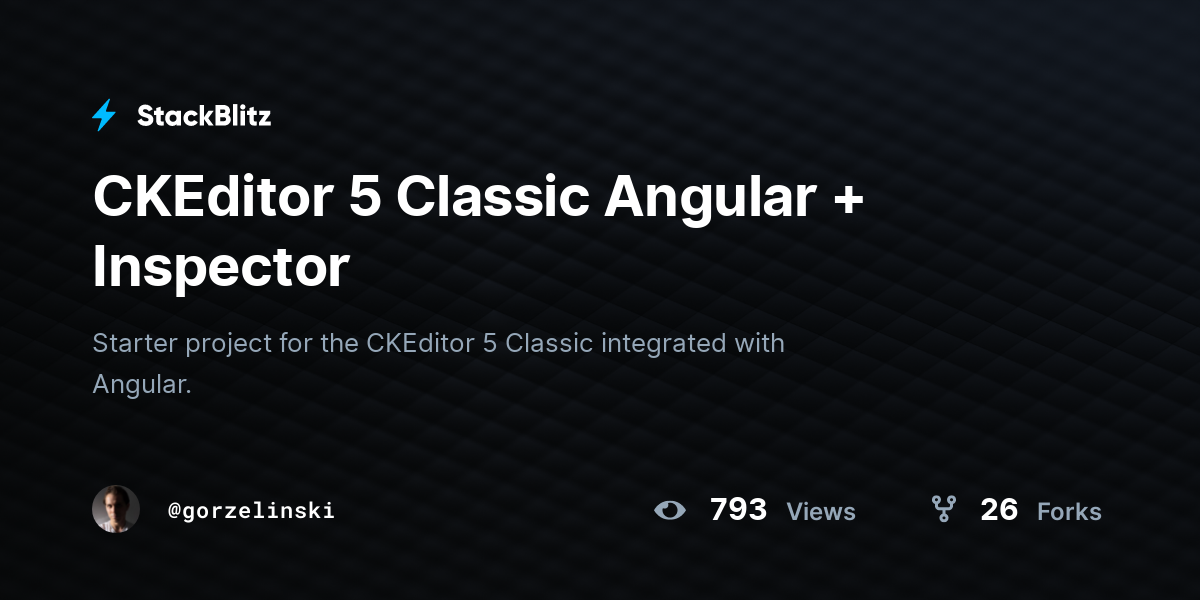 CKEditor 5 Classic Angular + Inspector - StackBlitz