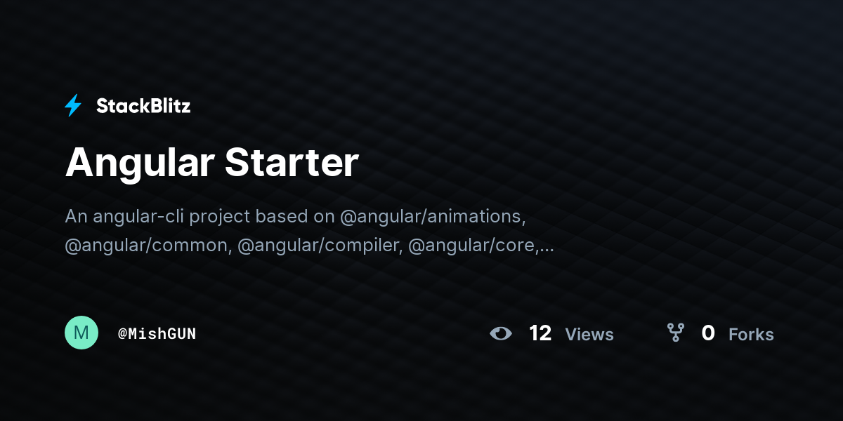 Angular Starter - StackBlitz