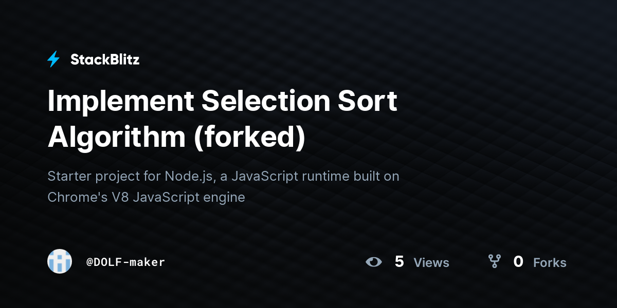 Implement Selection Sort Algorithm (forked) - StackBlitz