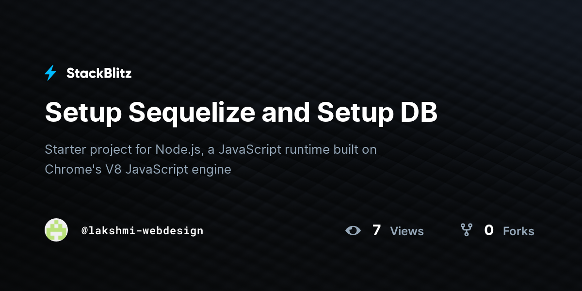 Setup Sequelize and Setup DB - StackBlitz