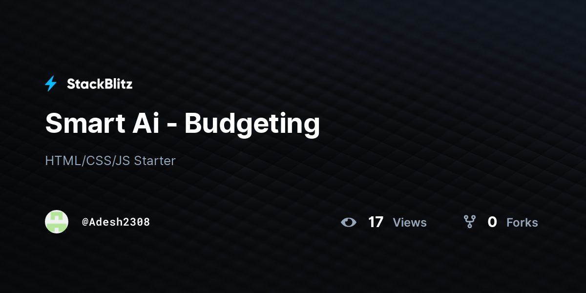 Smart Ai - Budgeting - StackBlitz