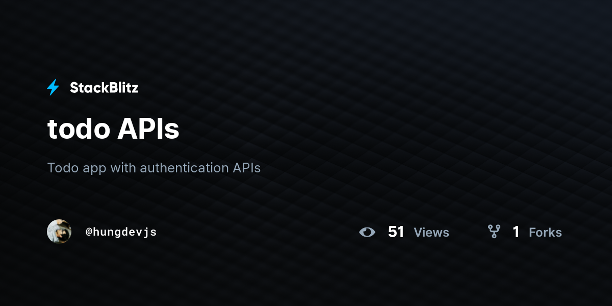 todo APIs - StackBlitz
