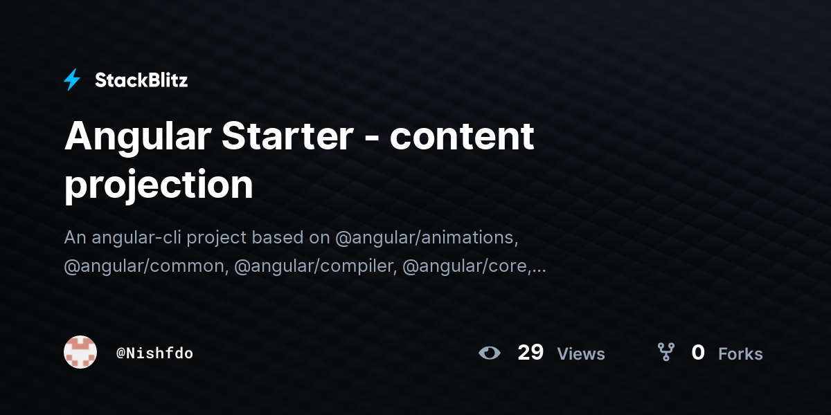 Angular Starter - content projection - StackBlitz