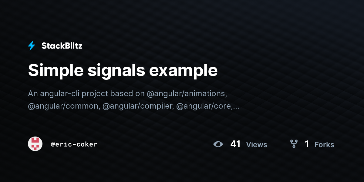 Simple signals example - StackBlitz