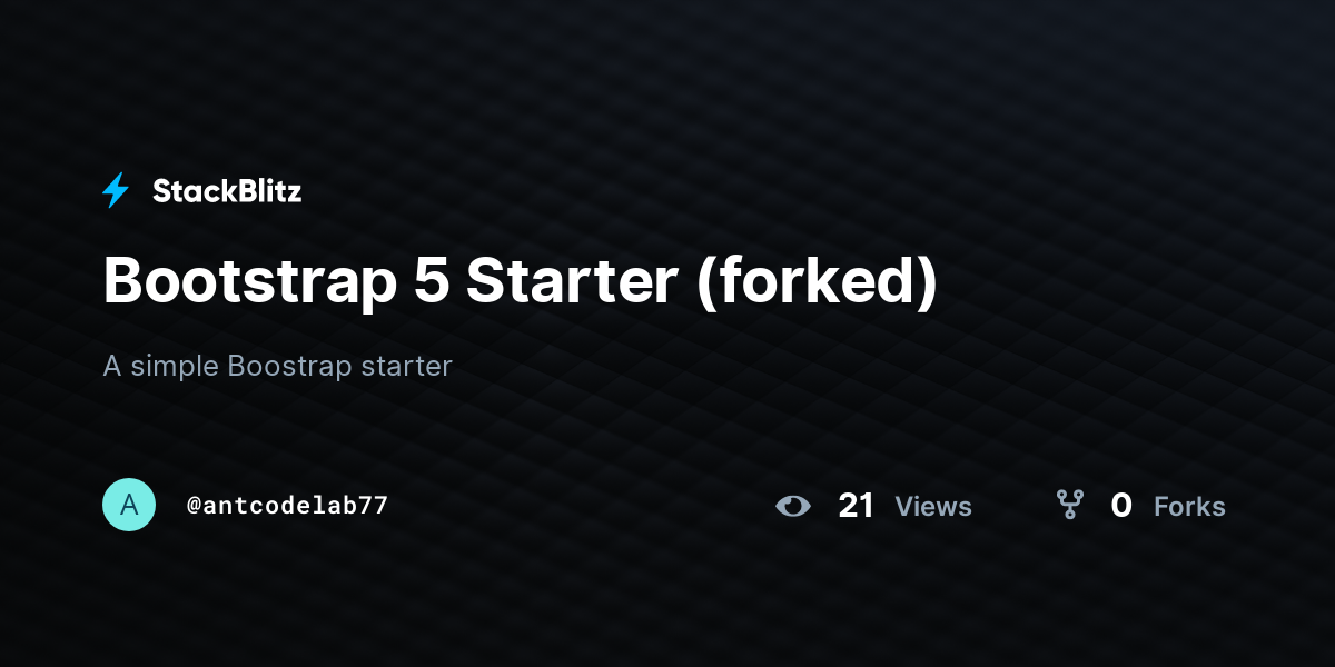 Bootstrap 5 Starter (forked) - StackBlitz