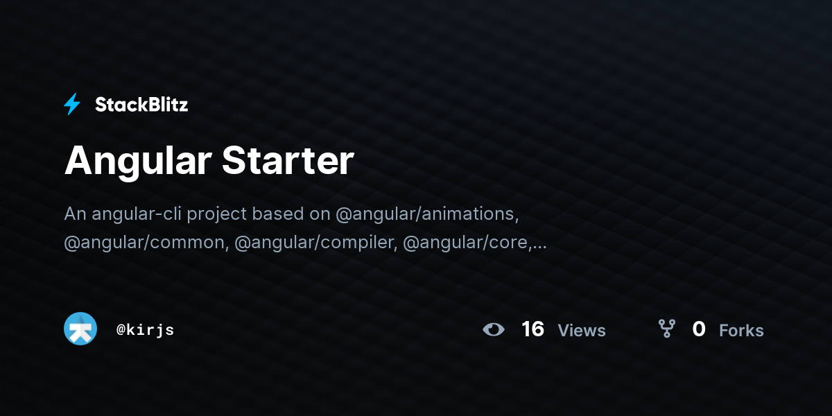 Angular Starter - StackBlitz