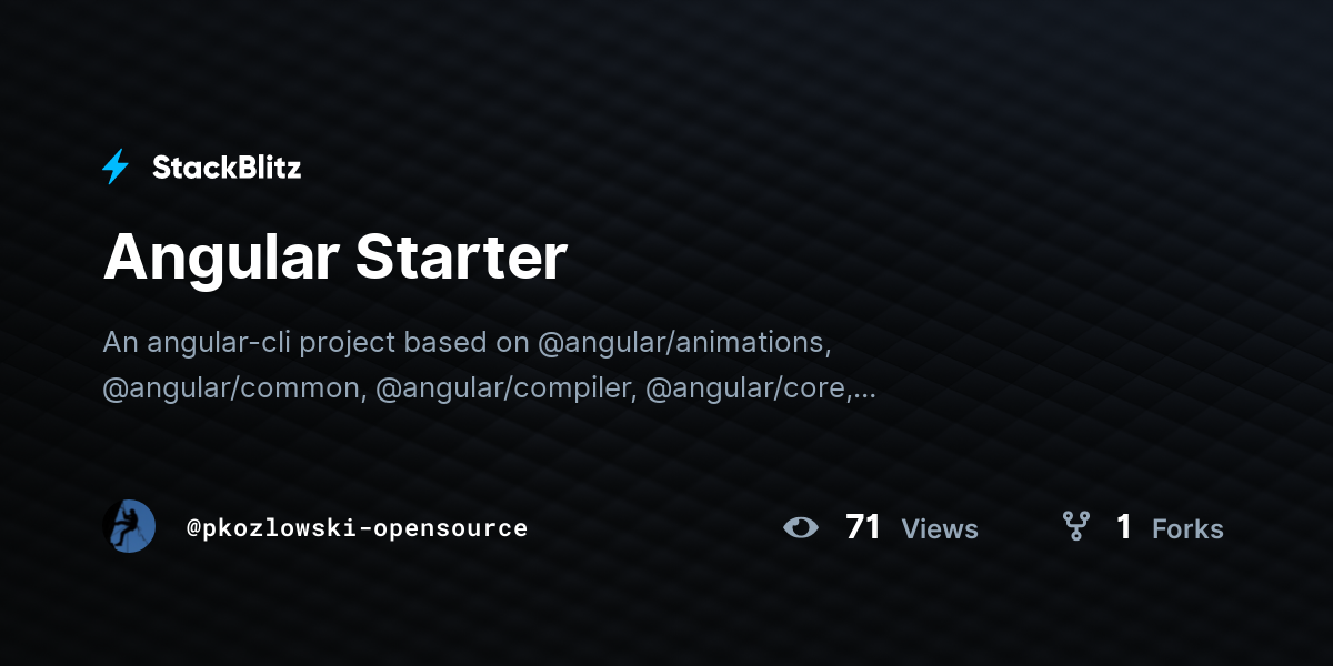 Angular Starter - StackBlitz