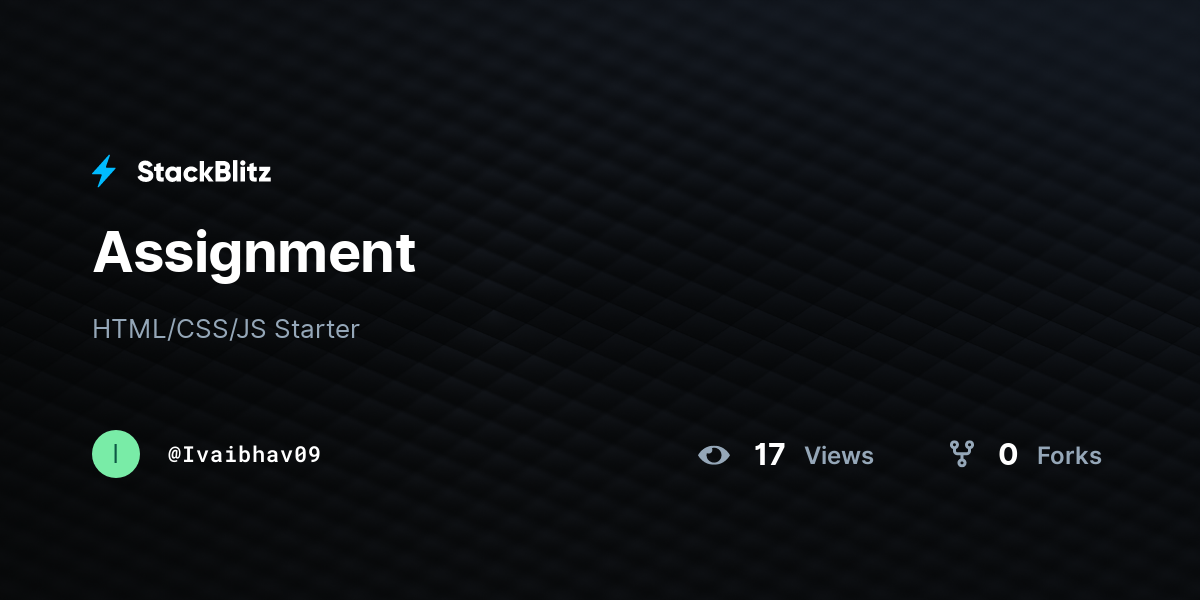 Assignment - StackBlitz