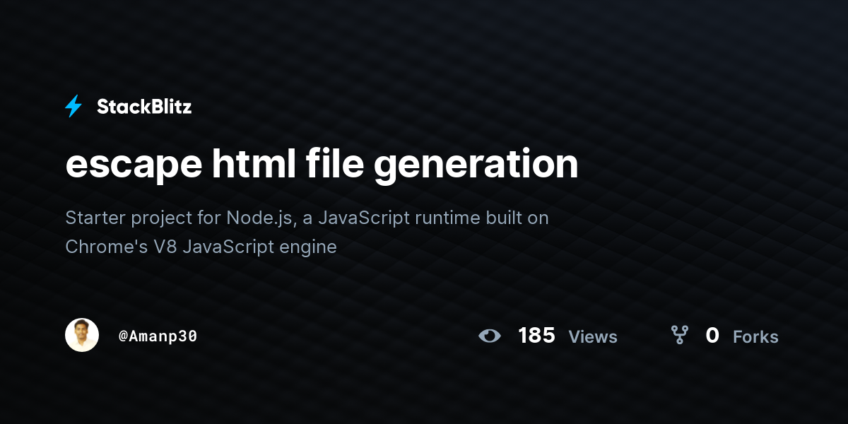 escape html file generation - StackBlitz