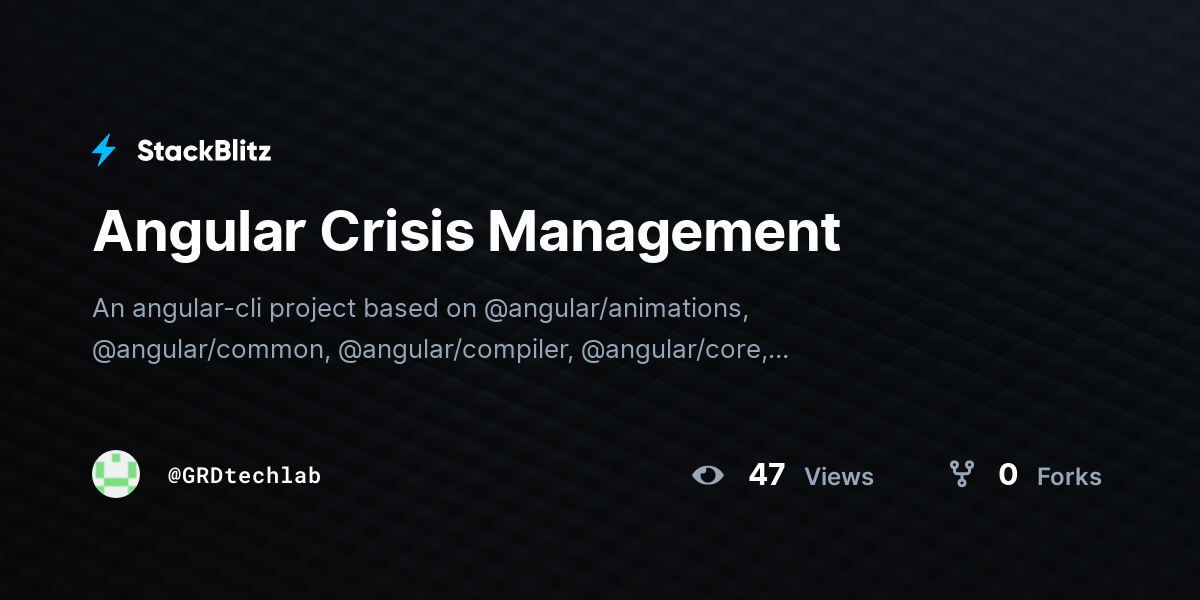Angular Crisis Management - StackBlitz