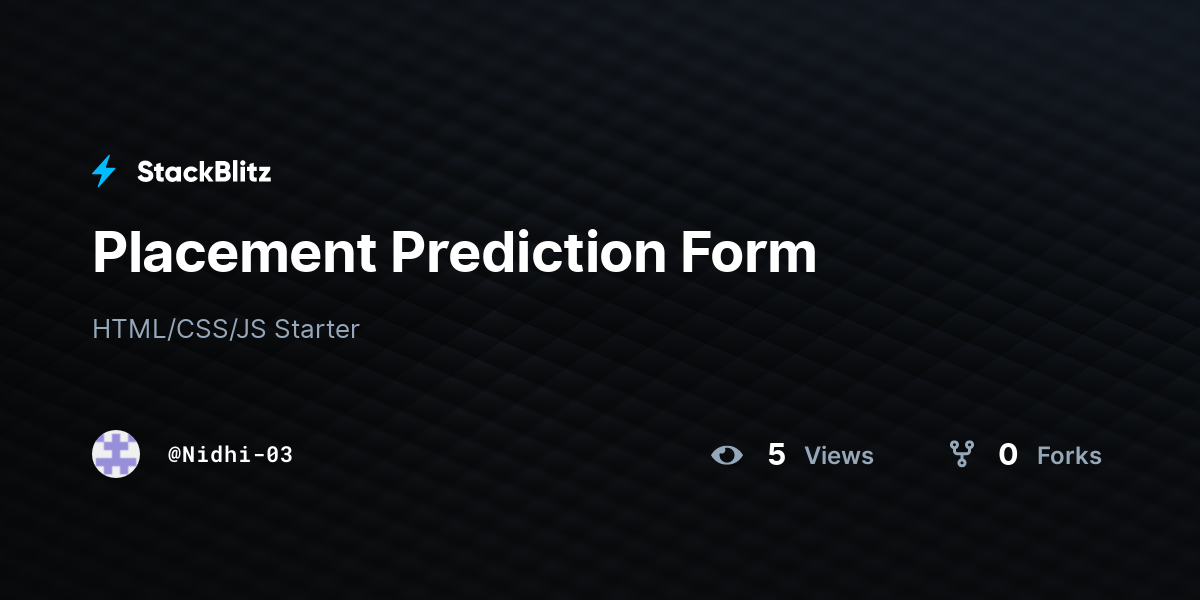 Placement Prediction Form - StackBlitz