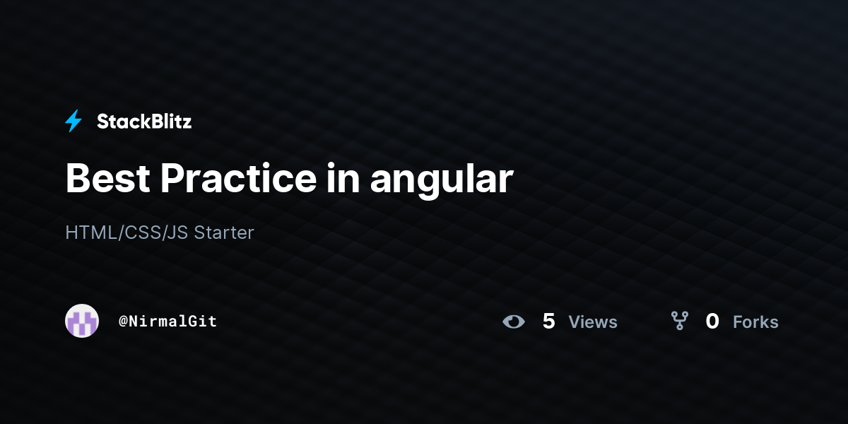 Best Practice in angular - StackBlitz