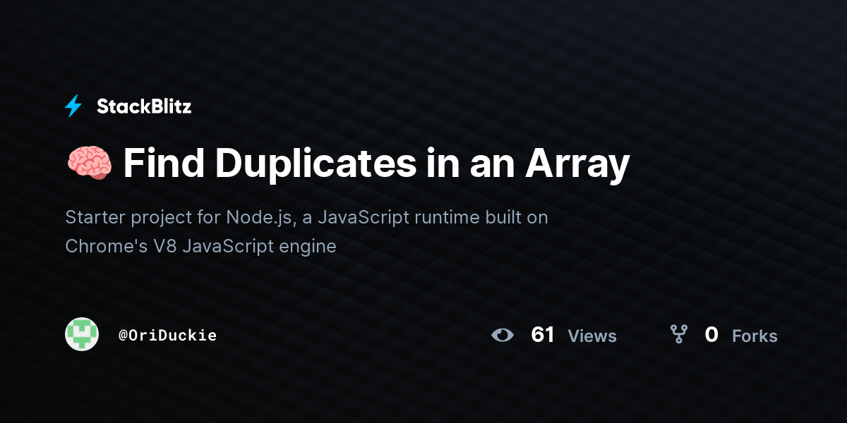 🧠 Find Duplicates in an Array - StackBlitz