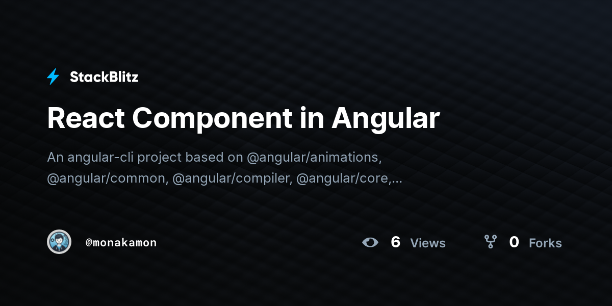 React Component in Angular - StackBlitz