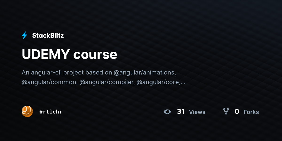 UDEMY course - StackBlitz
