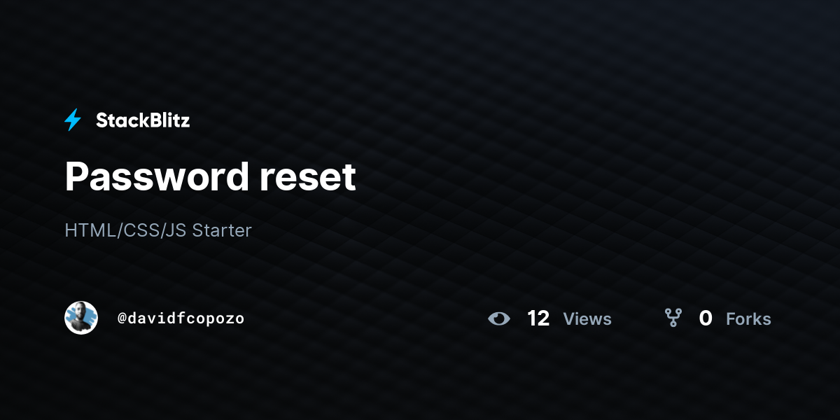 Password reset - StackBlitz