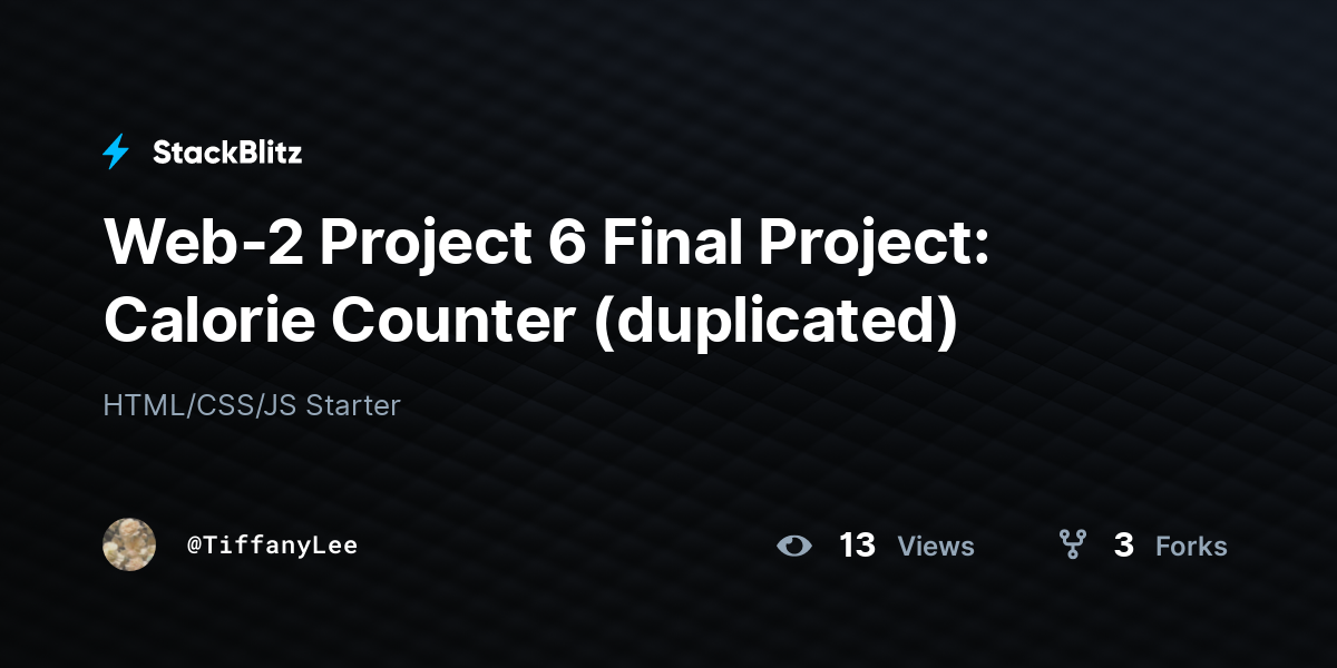 Web-2 Project 6 Final Project: Calorie Counter (duplicated) - StackBlitz