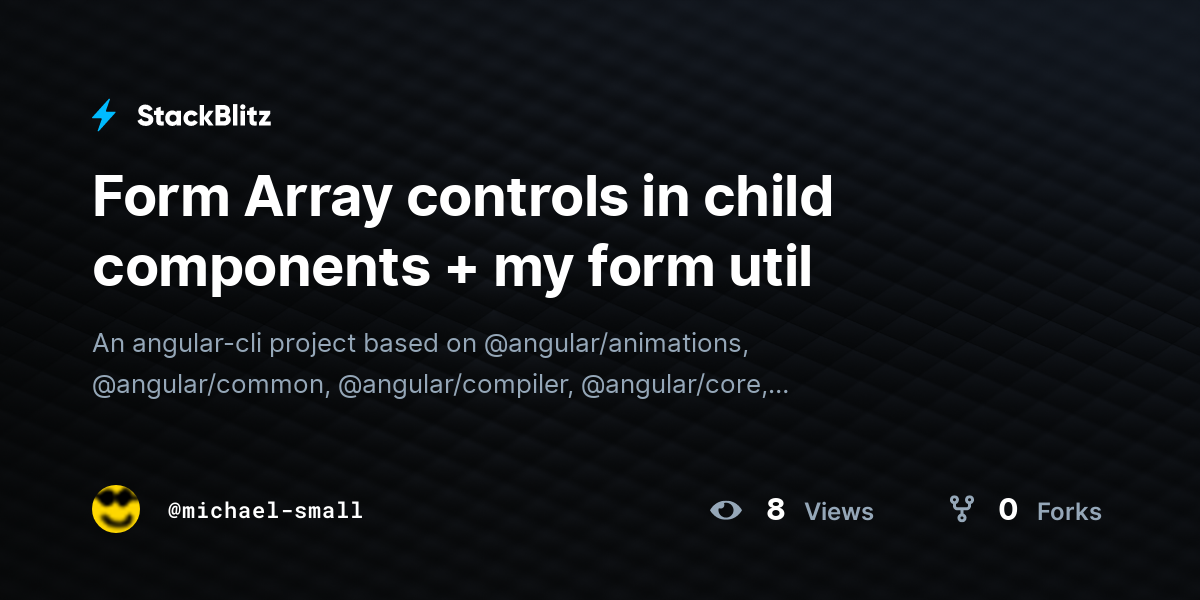 Form Array controls in child components + my form util - StackBlitz