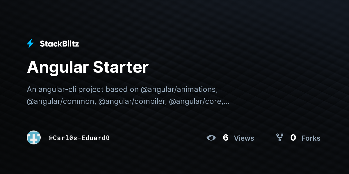 Angular Starter - StackBlitz