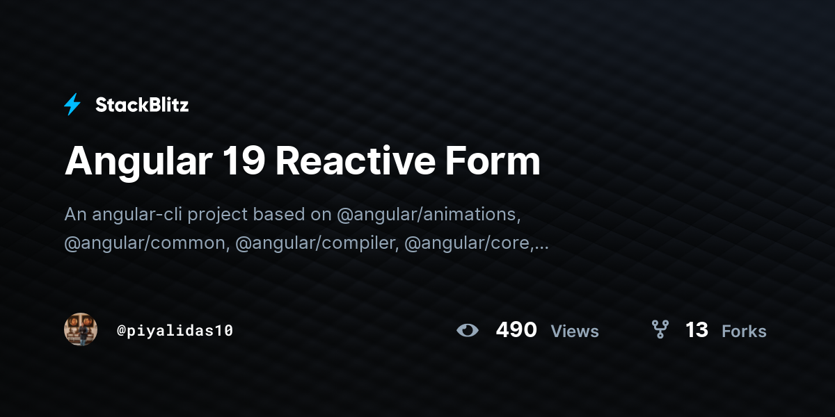 Angular 19 Reactive Form - StackBlitz