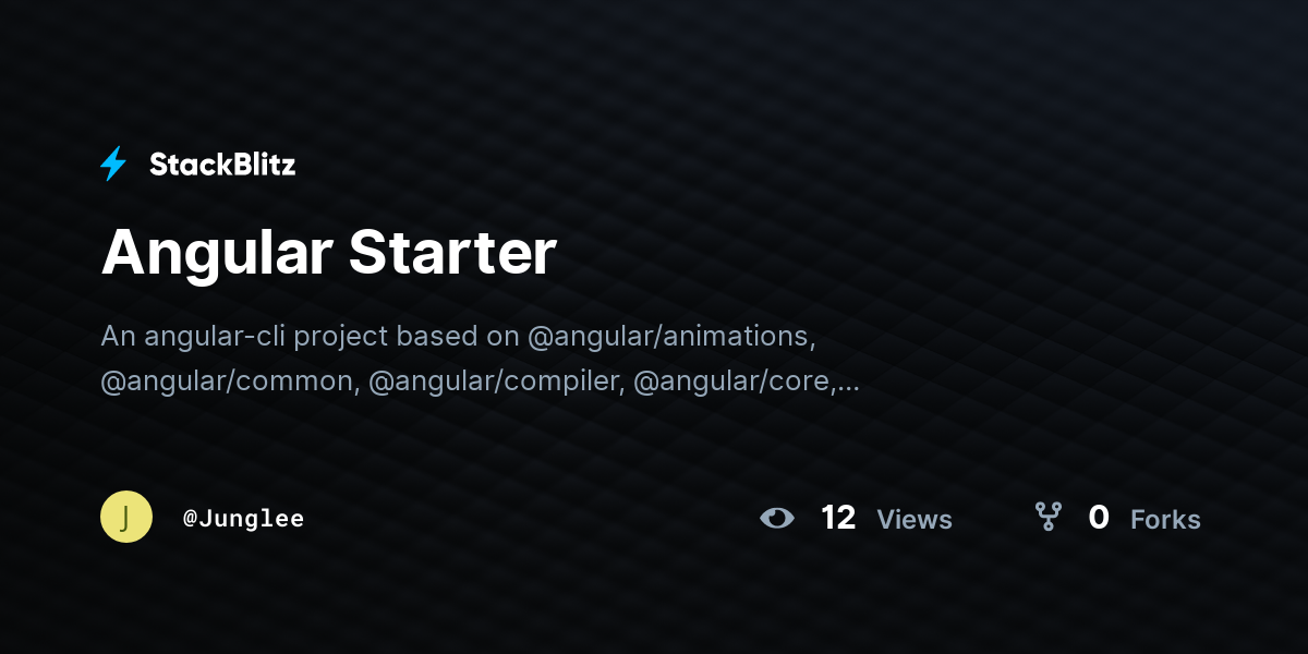 Angular Starter - StackBlitz
